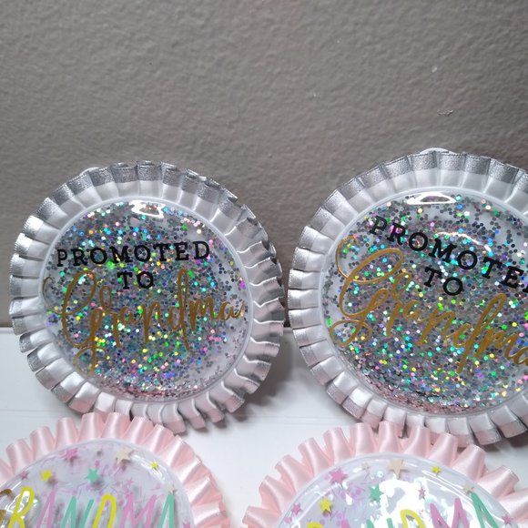 Jewelry | Set Of 1 Fun Baby Shower Large Glitter Bubble Pins | Poshmark